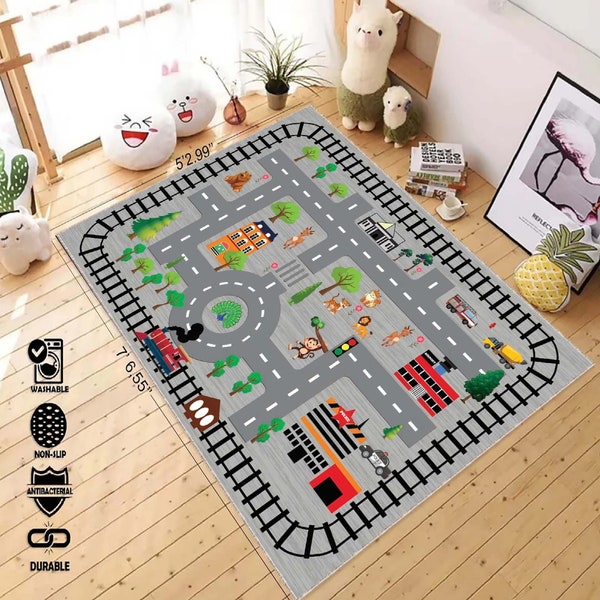 Train Track Rug - Etsy