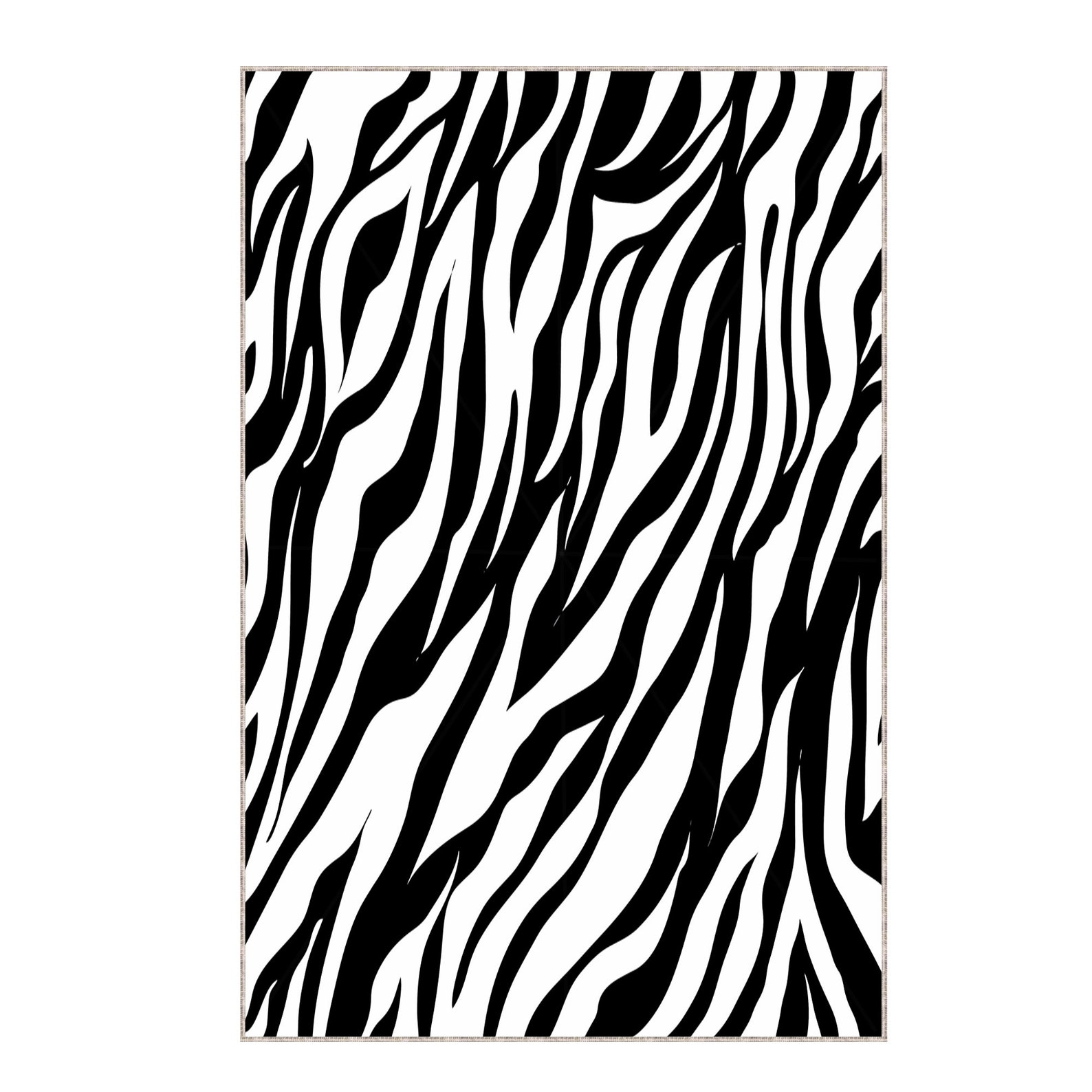 Zebra Area Rug, Rectangular Zebra Rug, Animal Print Rug, Nonslip Black ...