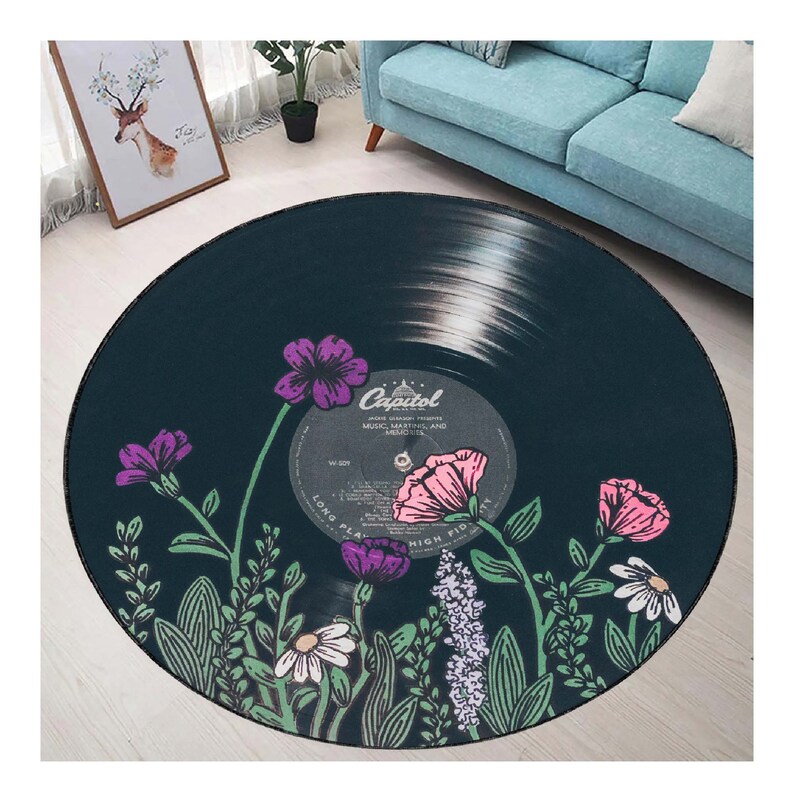 Record Rug, Record Round Rug, Classic Rug, Retro Record Rug ...