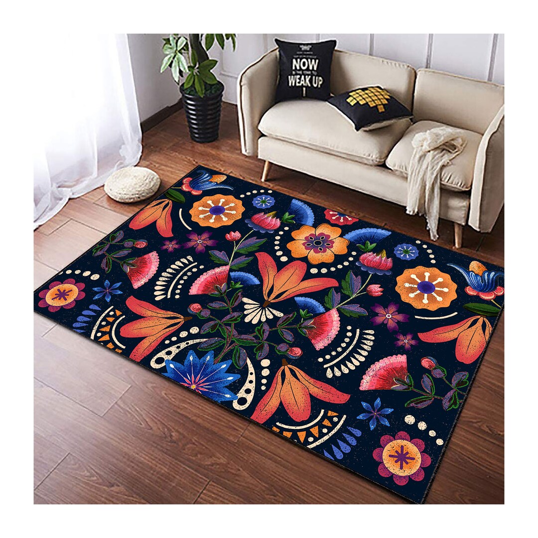 Ethnic Flower Pattern Rug, Mexican, Mexican Rug, Ethnic Mexican Bird ...