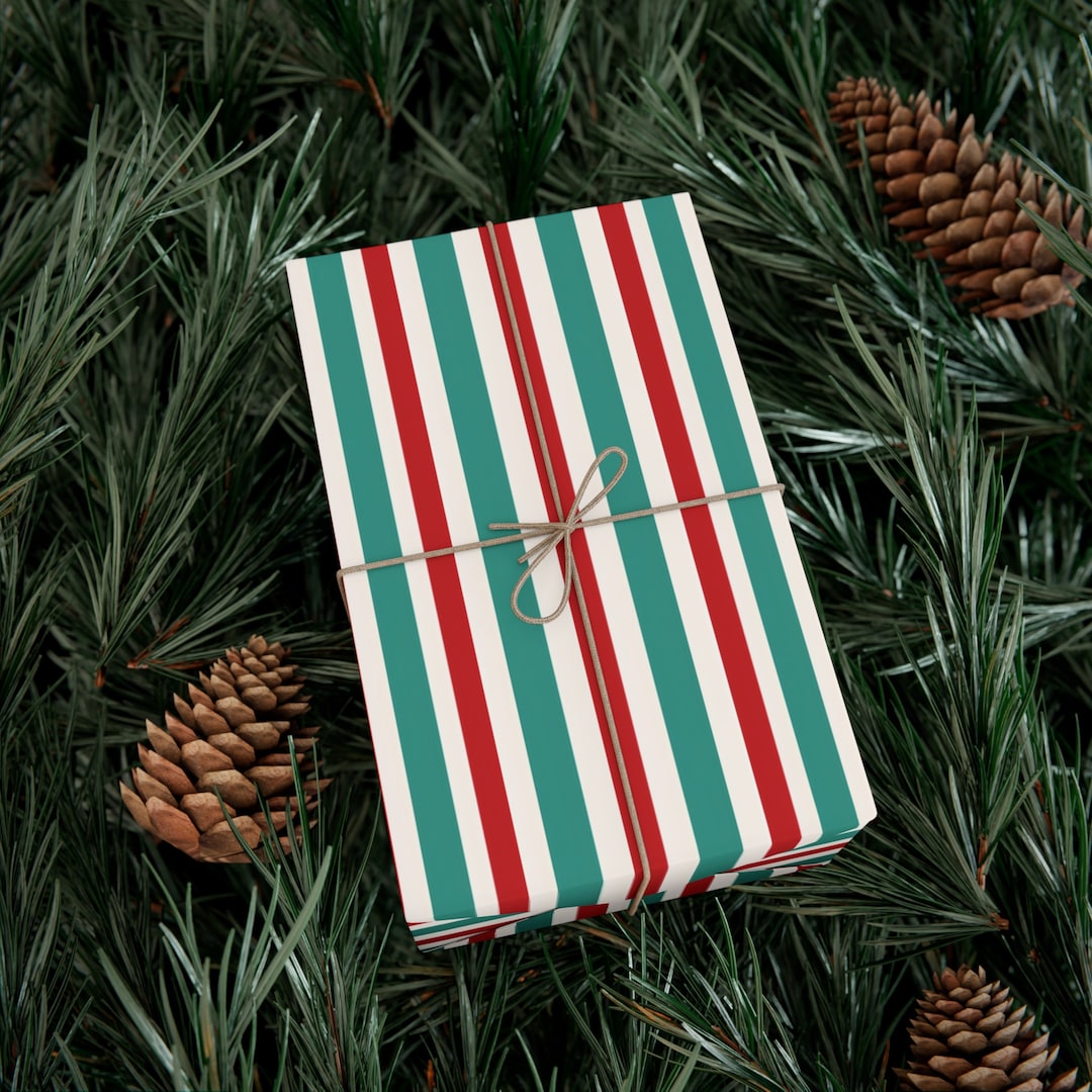Christmas Red and Green Wrapping Paper, Candy Cane Striped Gift Wrap - Etsy