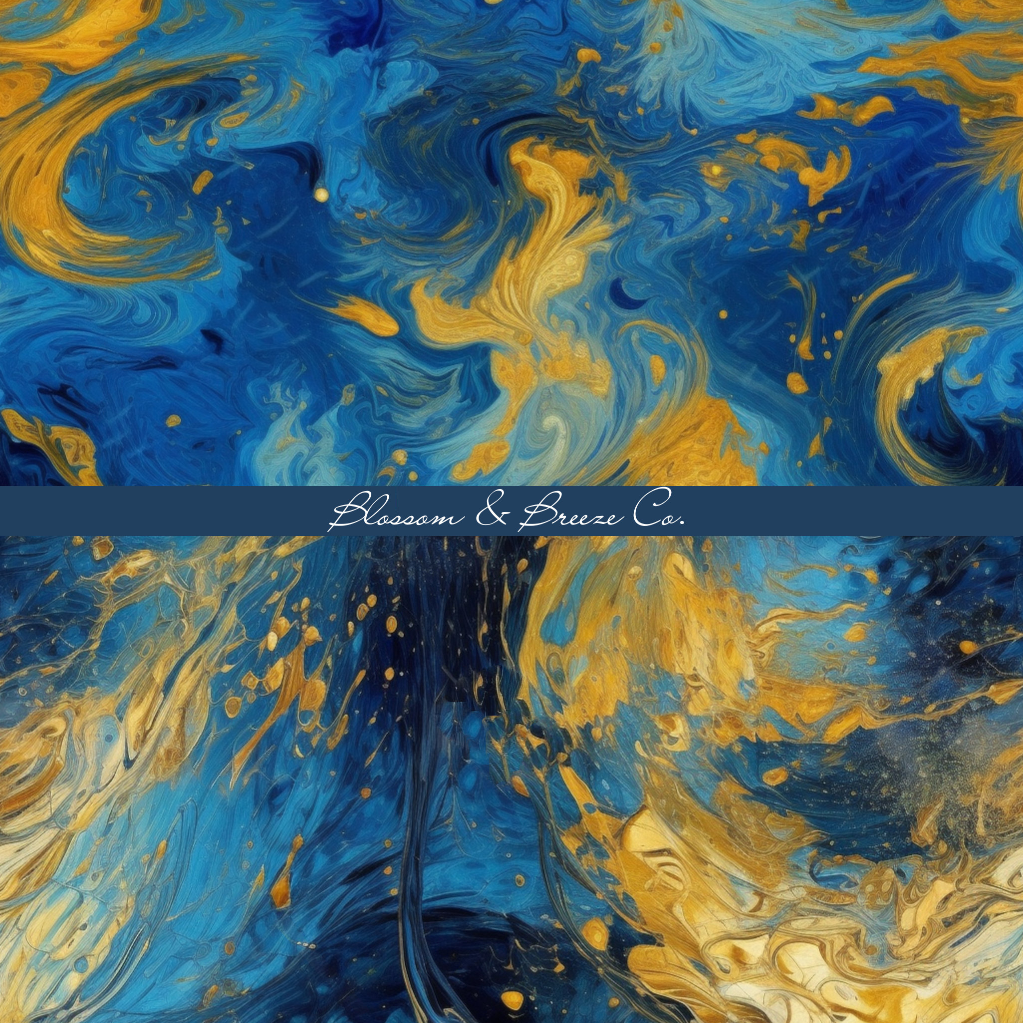 Electric Blue and Gold Seamless Digital Pattern Set Commercial Use ...