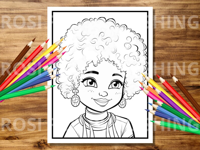 Black Girl Coloring Pages Cute African American Afro Girls, Activity ...