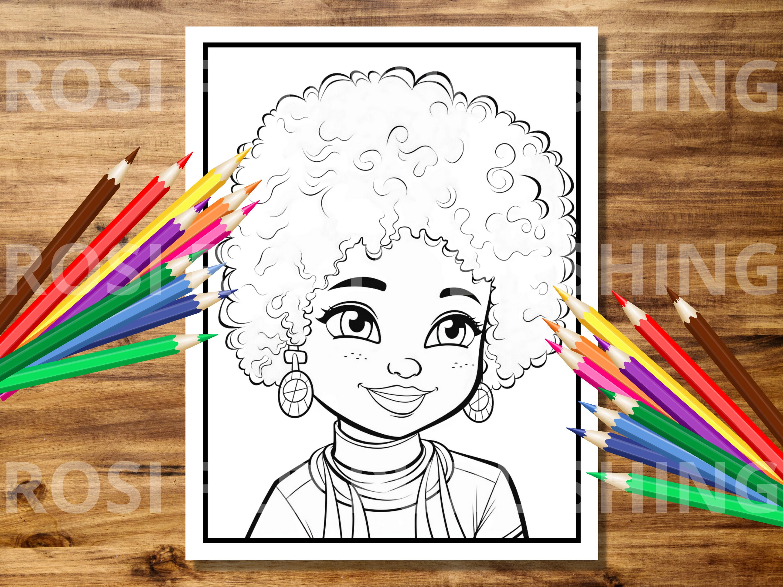Black Girl Coloring Pages Cute African American Afro Girls, Activity ...