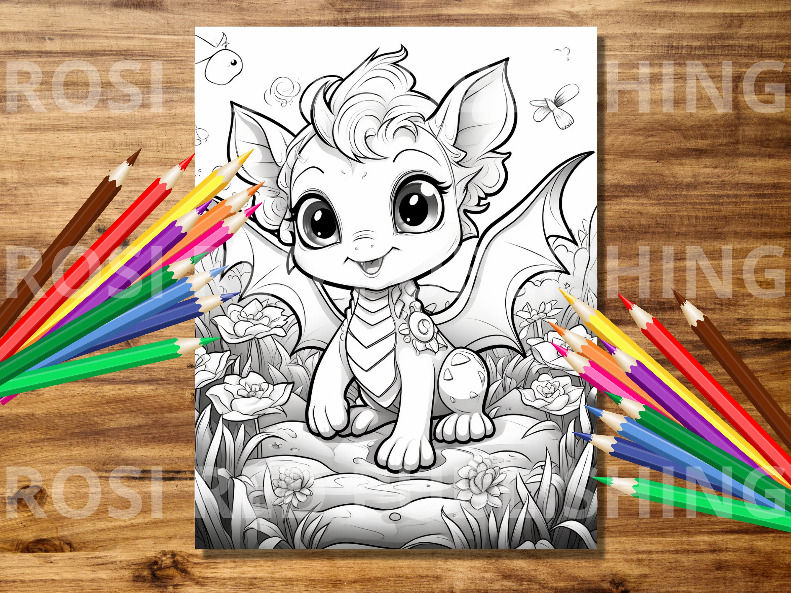 Baby Dragons: Cute Fantasy Coloring Book by Rosi Red - Etsy