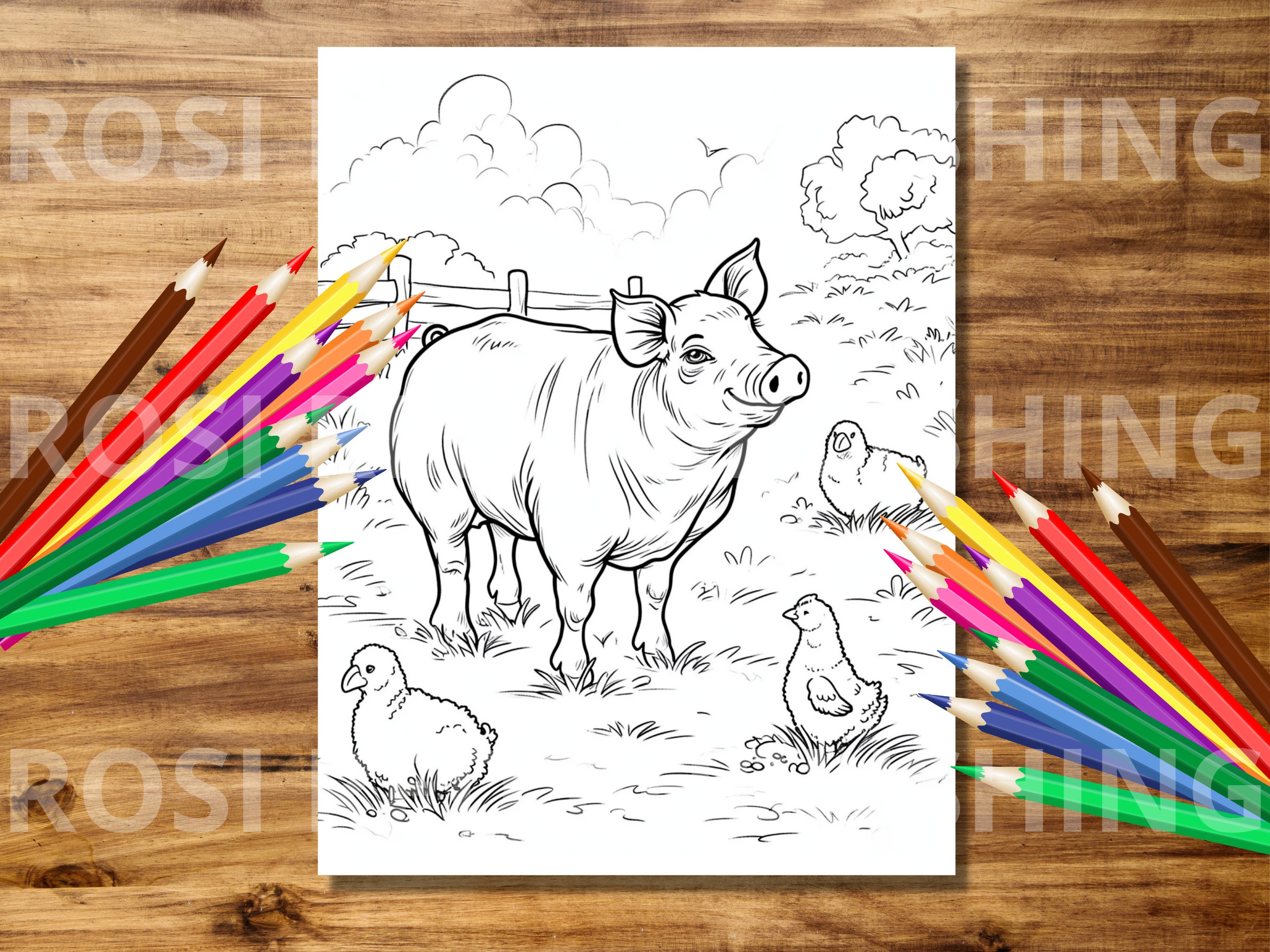 Farm Animals: Cows, Chickens and Sheep Coloring Pages for Relaxation by ...