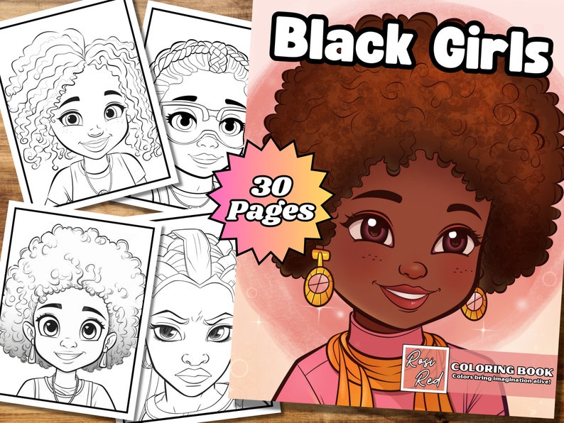 Black Girl Coloring Pages Cute African American Afro Girls, Activity ...