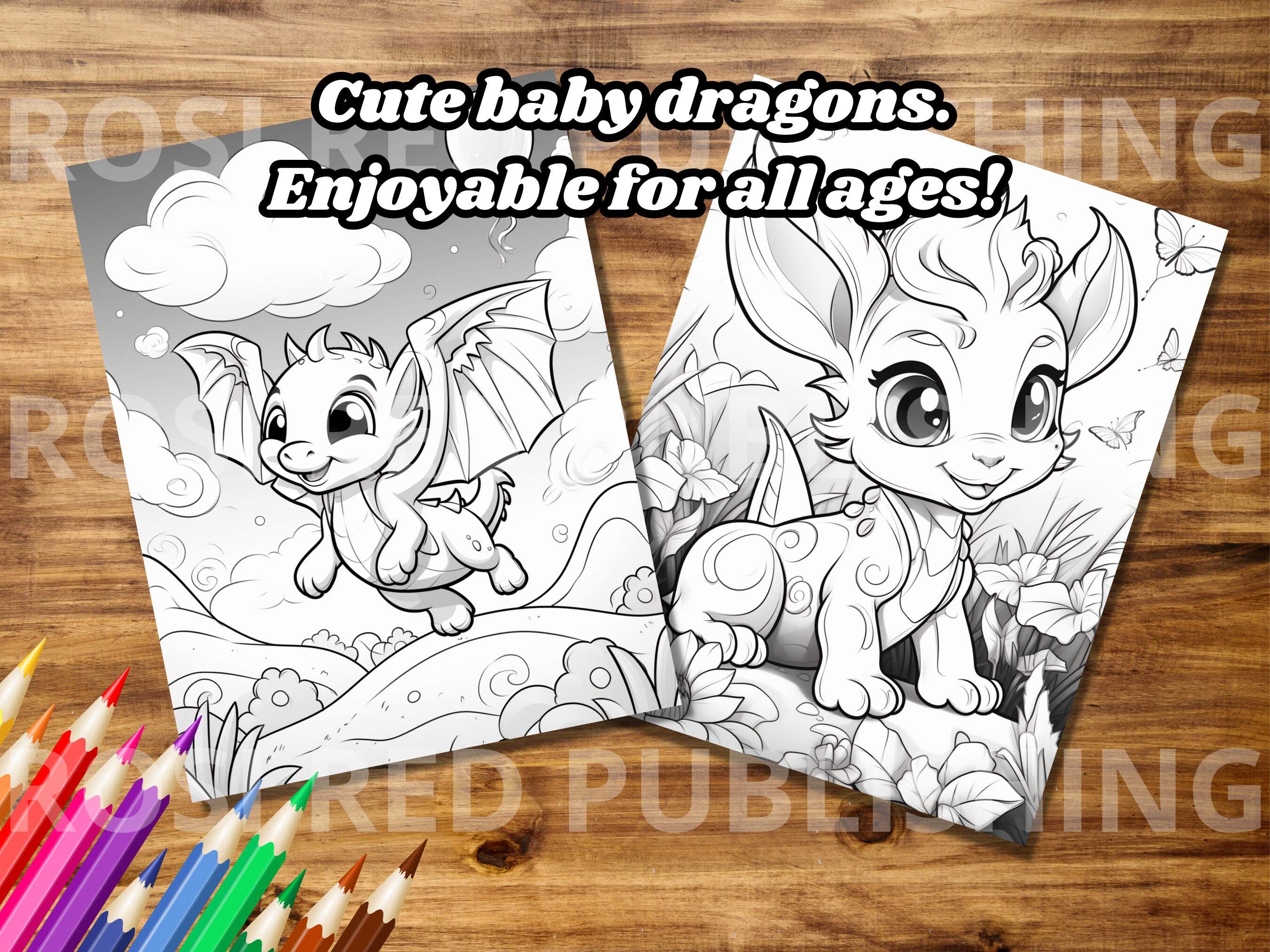 Baby Dragons: Cute Fantasy Coloring Book by Rosi Red - Etsy