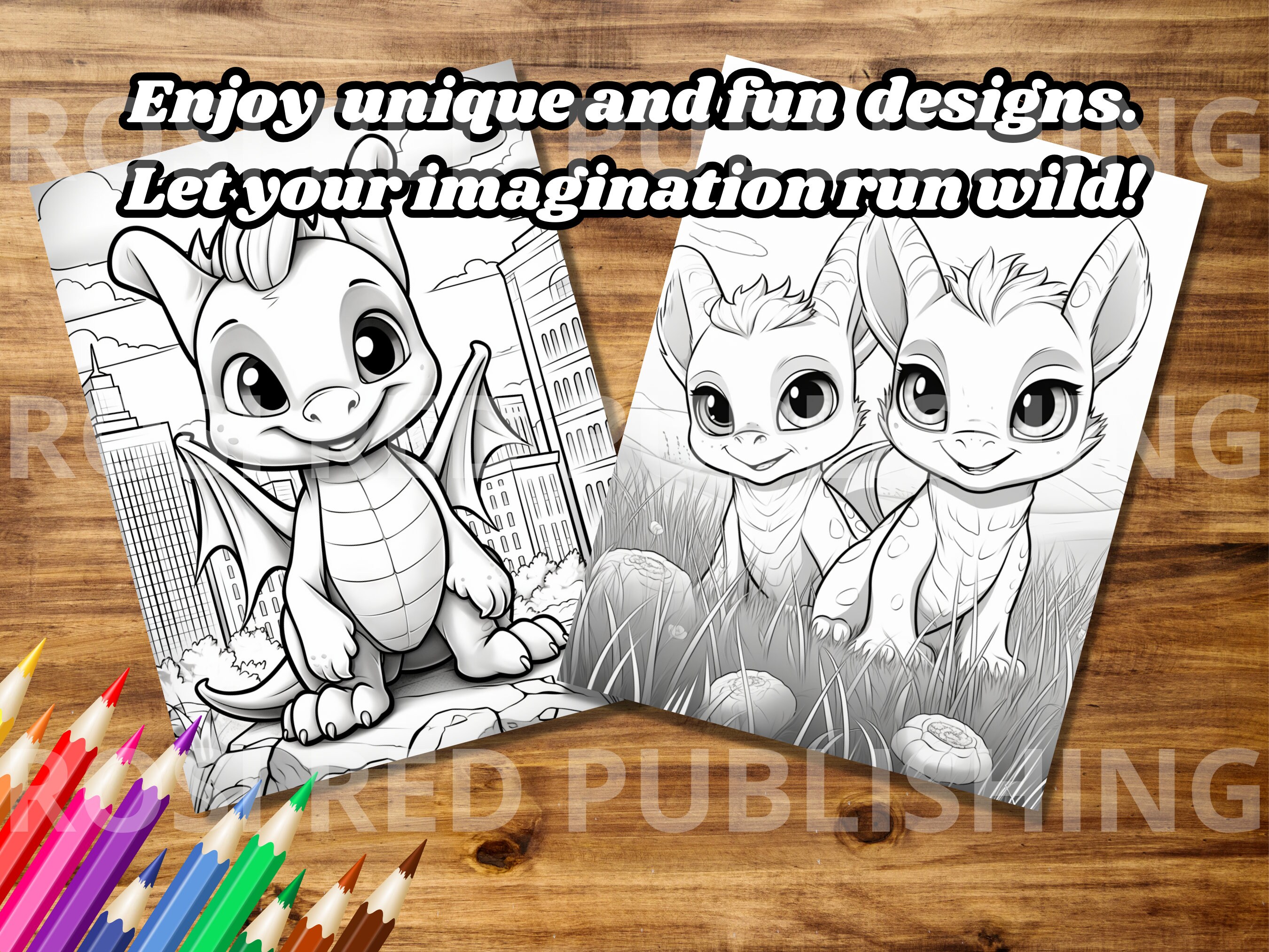 Baby Dragons: Cute Fantasy Coloring Book by Rosi Red - Etsy