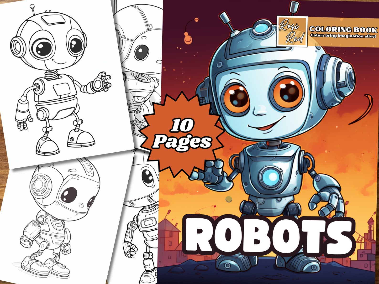 Robots: Cute Baby Robots Coloring Book for Kids by Rosi Red - Etsy