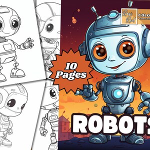 Robots: Cute Baby Robots Coloring Book for Kids by Rosi Red - Etsy