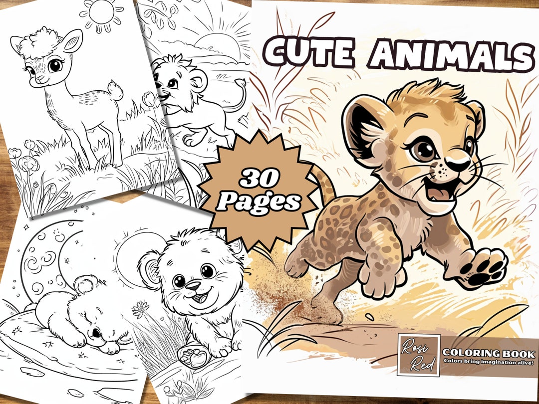 Cute Animals: Baby Animal Coloring Book for Kids by Rosi Red - Etsy