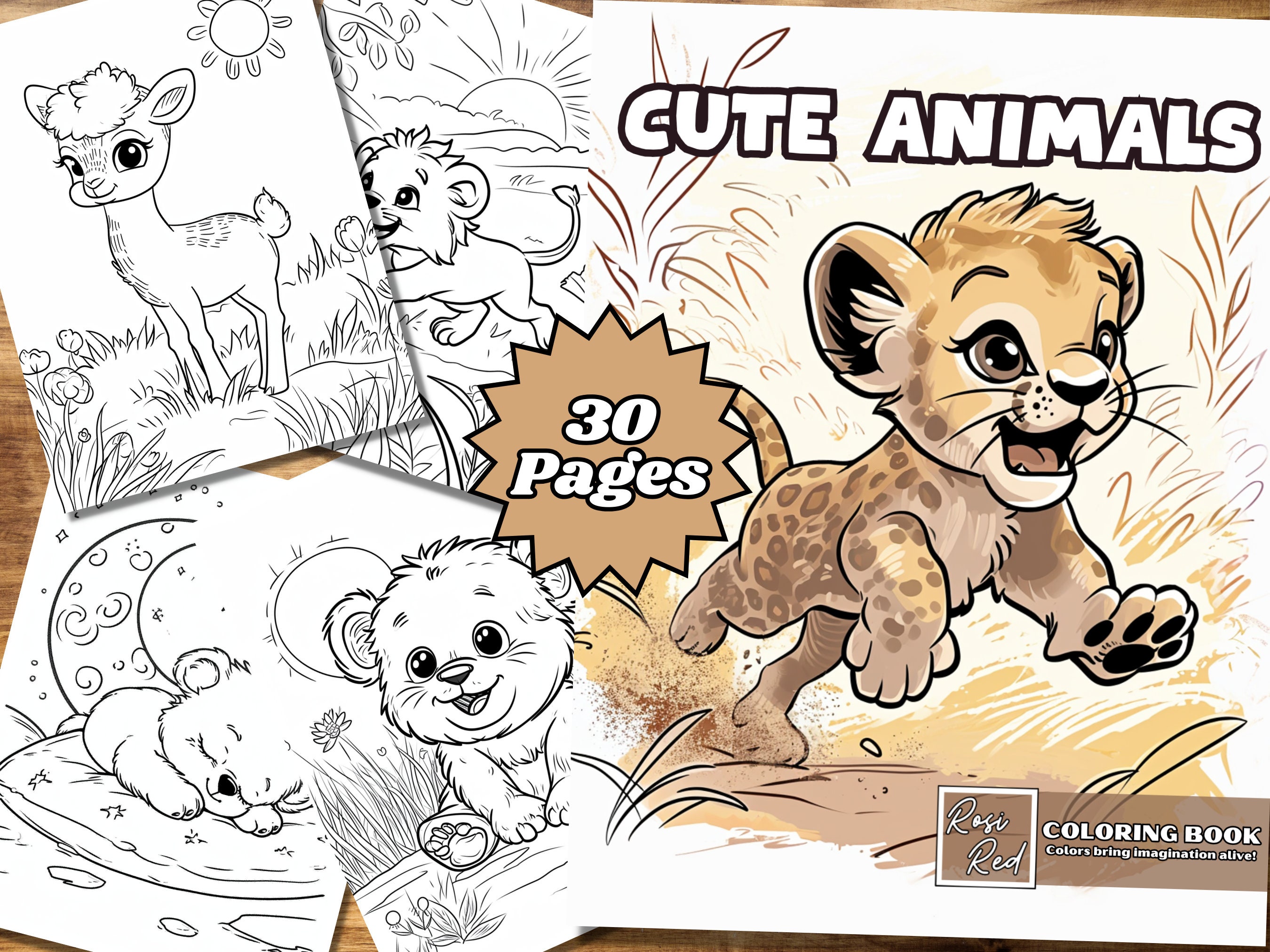 Cute Animals: Baby Animal Coloring Book for Kids by Rosi Red - Etsy