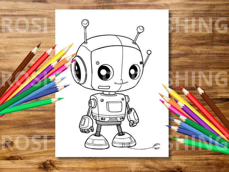Robots: Cute Baby Robots Coloring Book for Kids by Rosi Red - Etsy