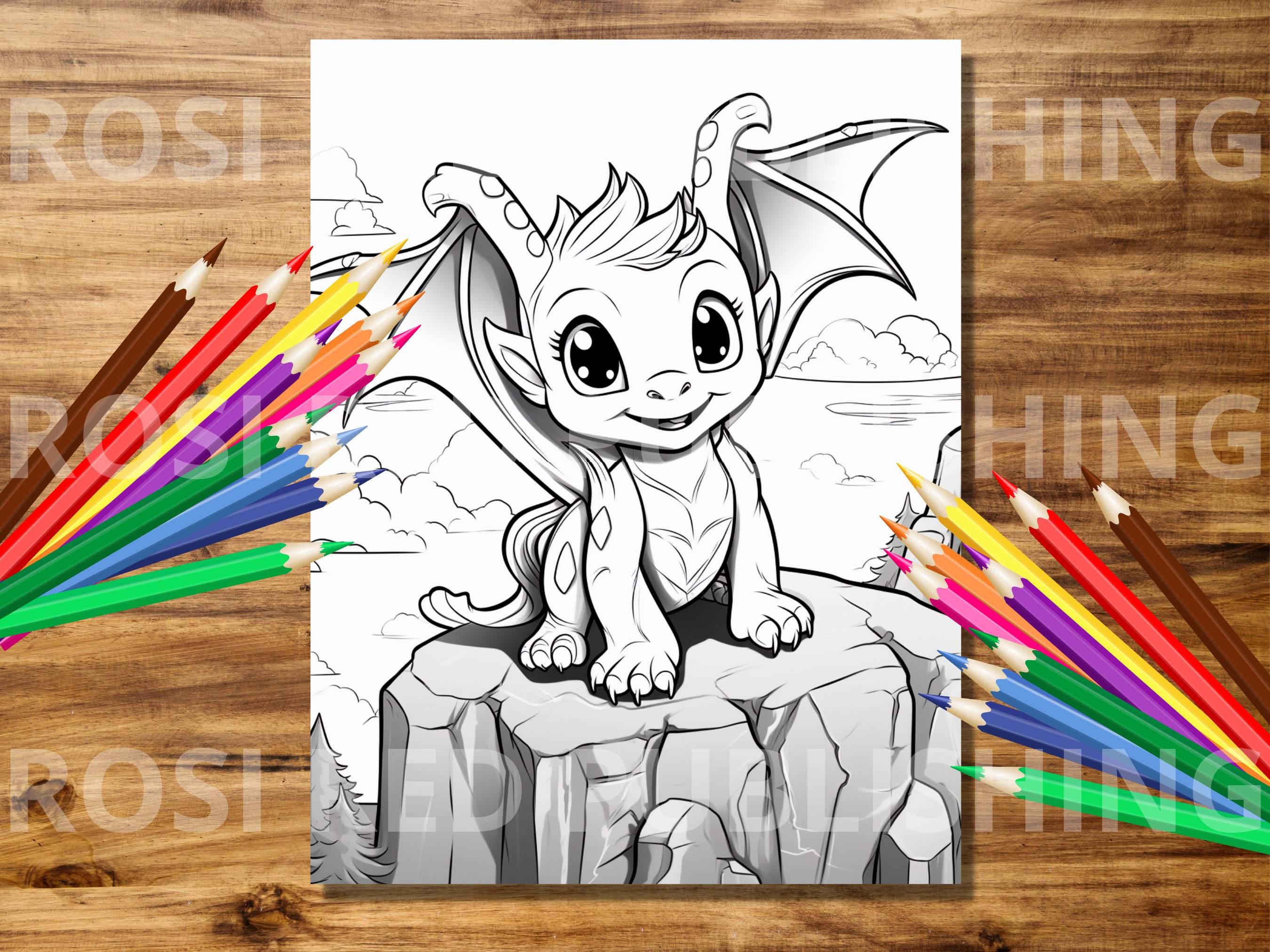 Baby Dragons: Cute Fantasy Coloring Book by Rosi Red - Etsy