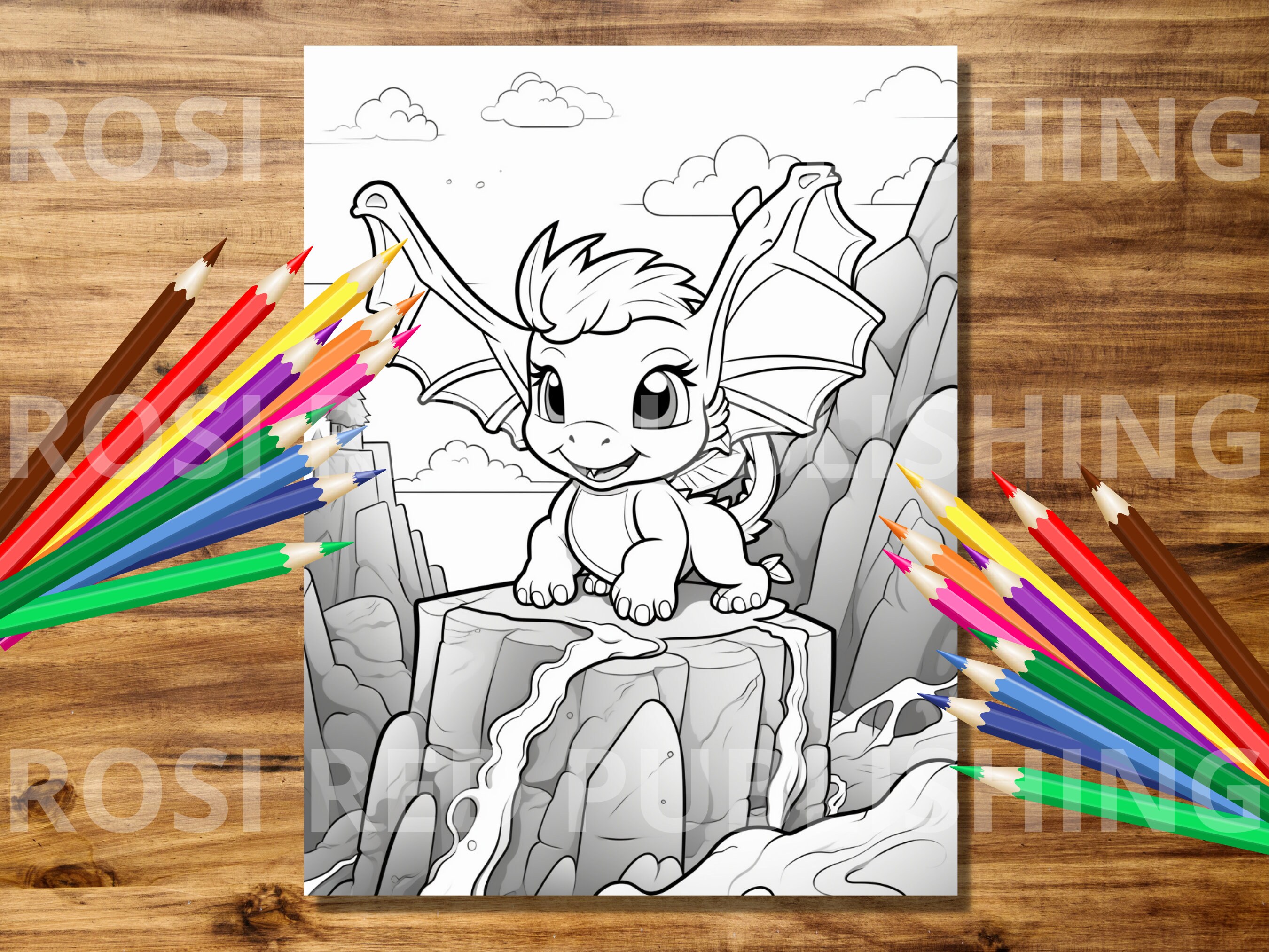 Baby Dragons: Cute Fantasy Coloring Book by Rosi Red - Etsy