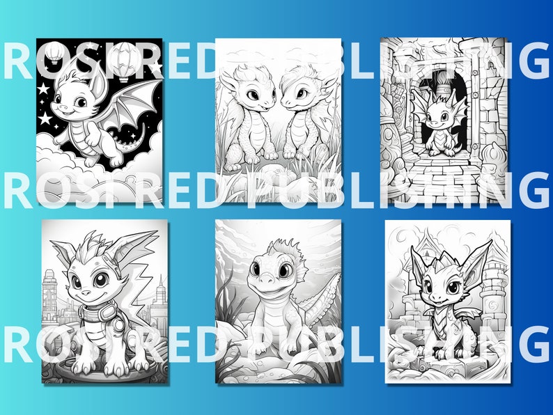 Baby Dragons: Cute Fantasy Coloring Book by Rosi Red - Etsy