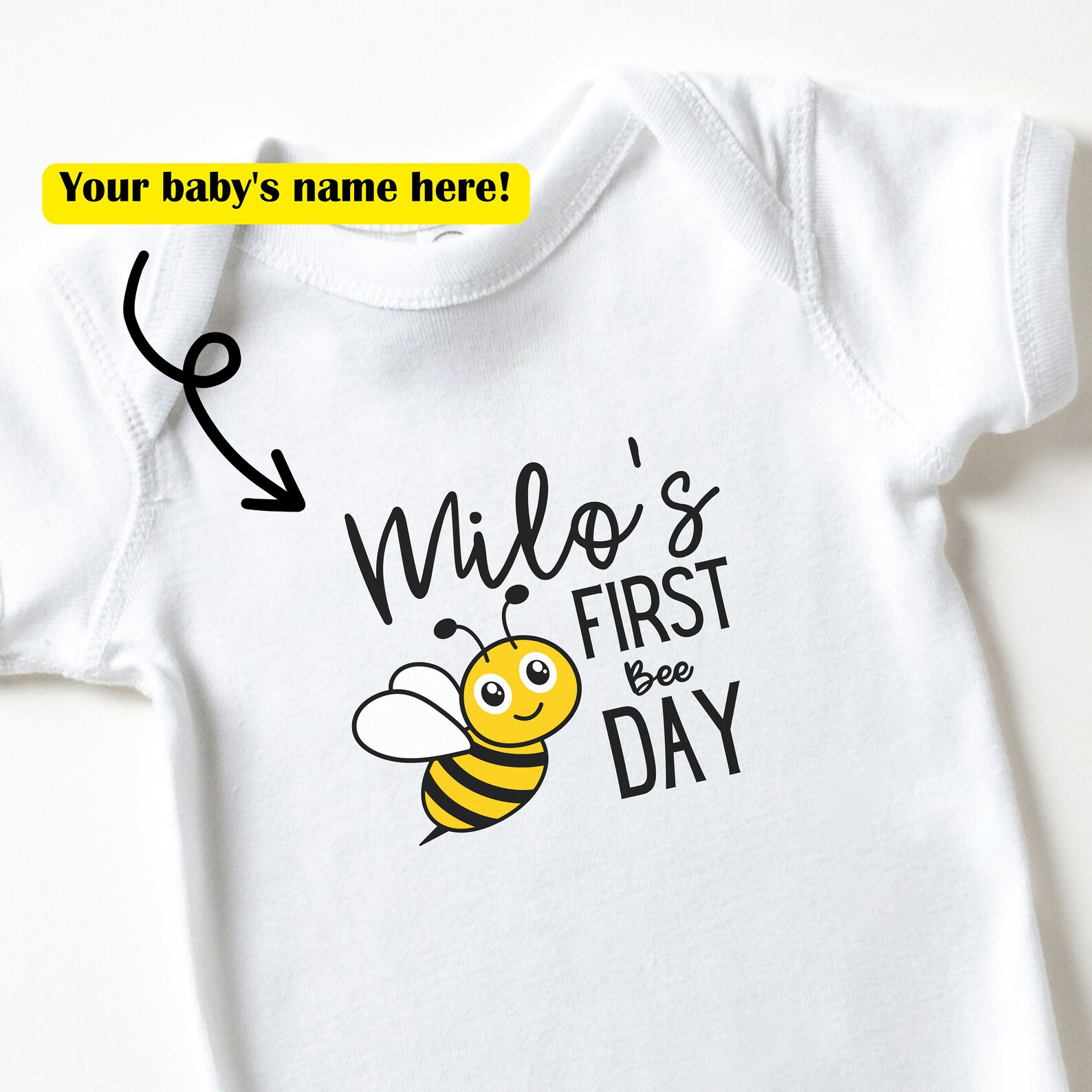 First Bee Day Baby Birthday Customized Bodysuit Outfit for Baby Custom ...