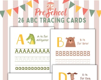 26 ABC Phonics Tracing Cards | Preschool Kindergarten Handwriting and ...