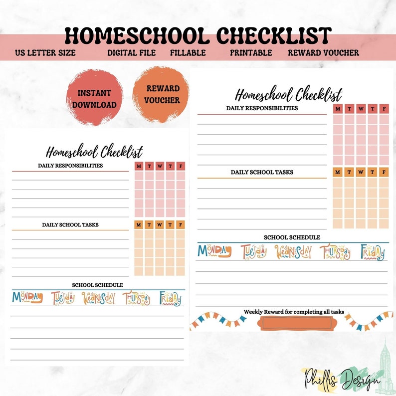 Editable Homeschool Checklist: Daily Schedule Planner (digital Download ...