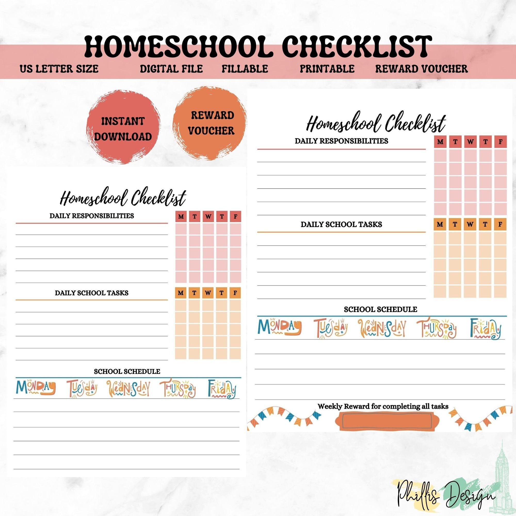 Editable Homeschool Checklist: Daily Schedule Planner (digital Download ...