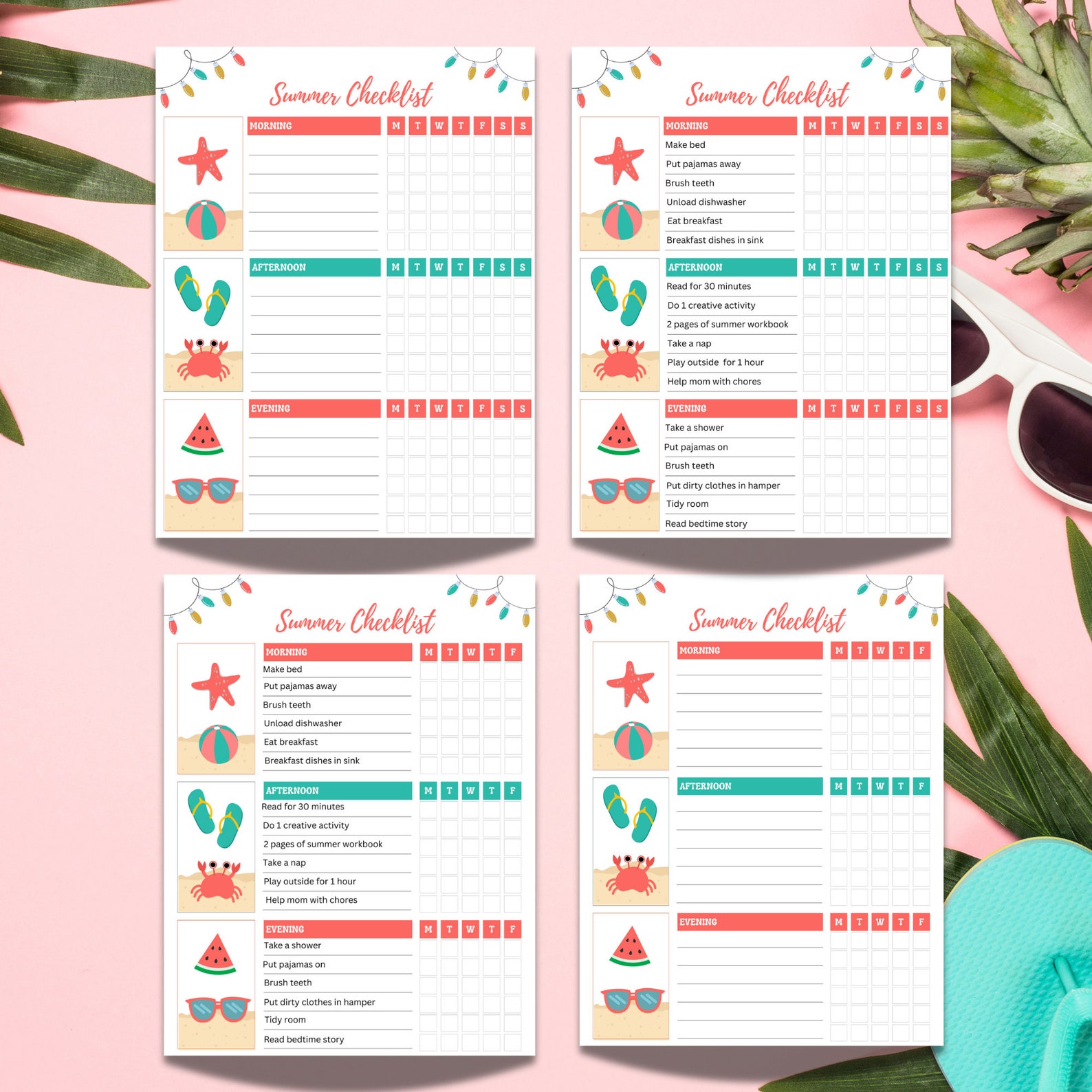 Summer 2024 Planner Bundle Printable Editable | Summer Calendar ...