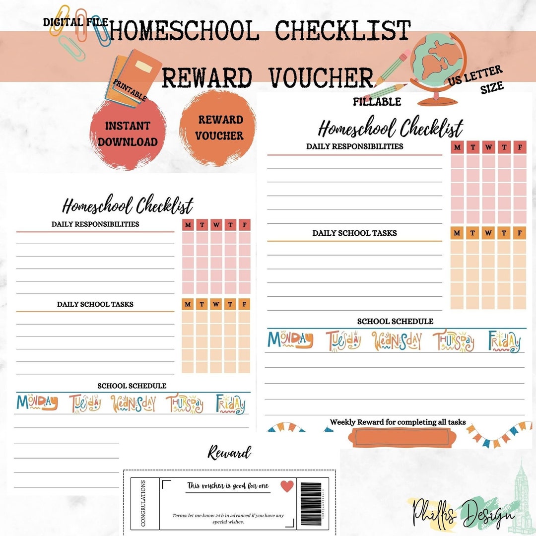 Editable Homeschool Checklist: Daily Schedule Planner (digital Download ...