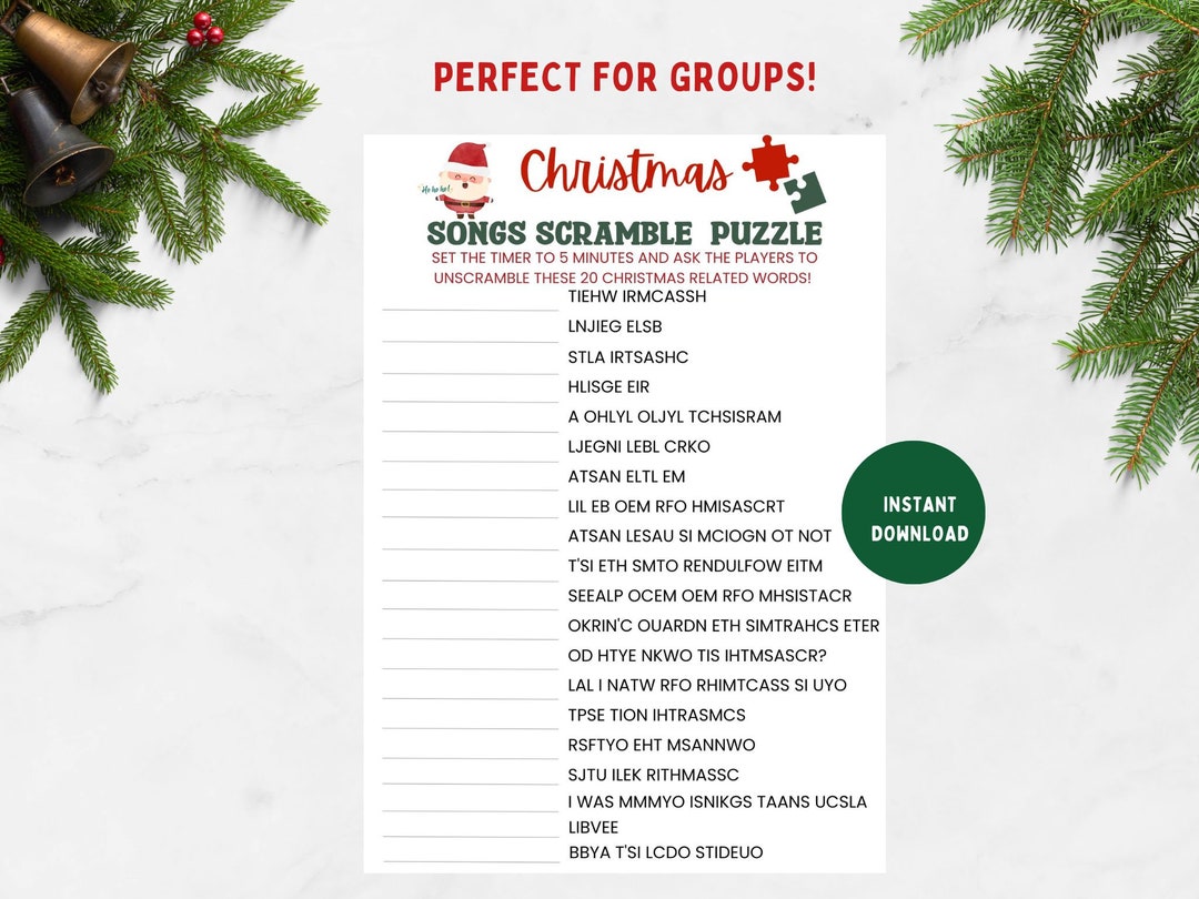 Songs Scramble Puzzle Christmas Game | Christmas Printable Game ...