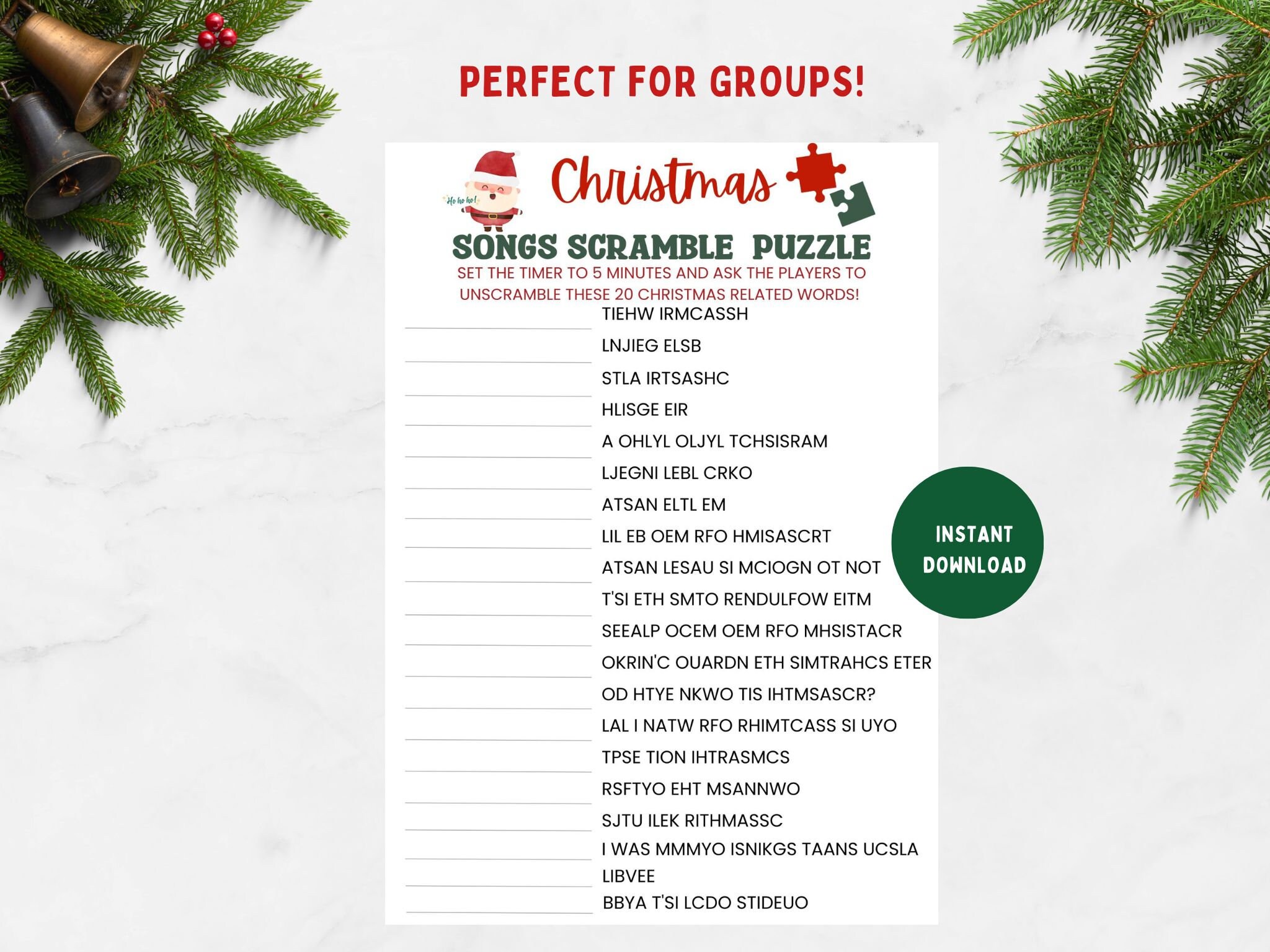 Songs Scramble Puzzle Christmas Game | Christmas Printable Game ...