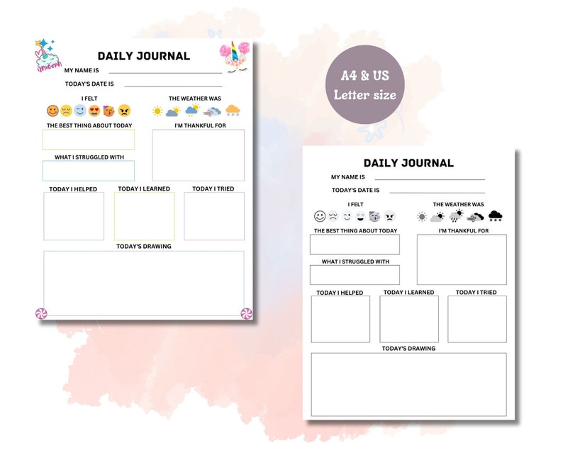 Kids Daily Journal Printable Kids Journal Fillable Digital Kids Journal ...