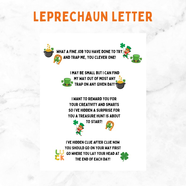 Leprechaun Treasure Hunt | Leprechaun Letter | St Patricks Day Treasure ...