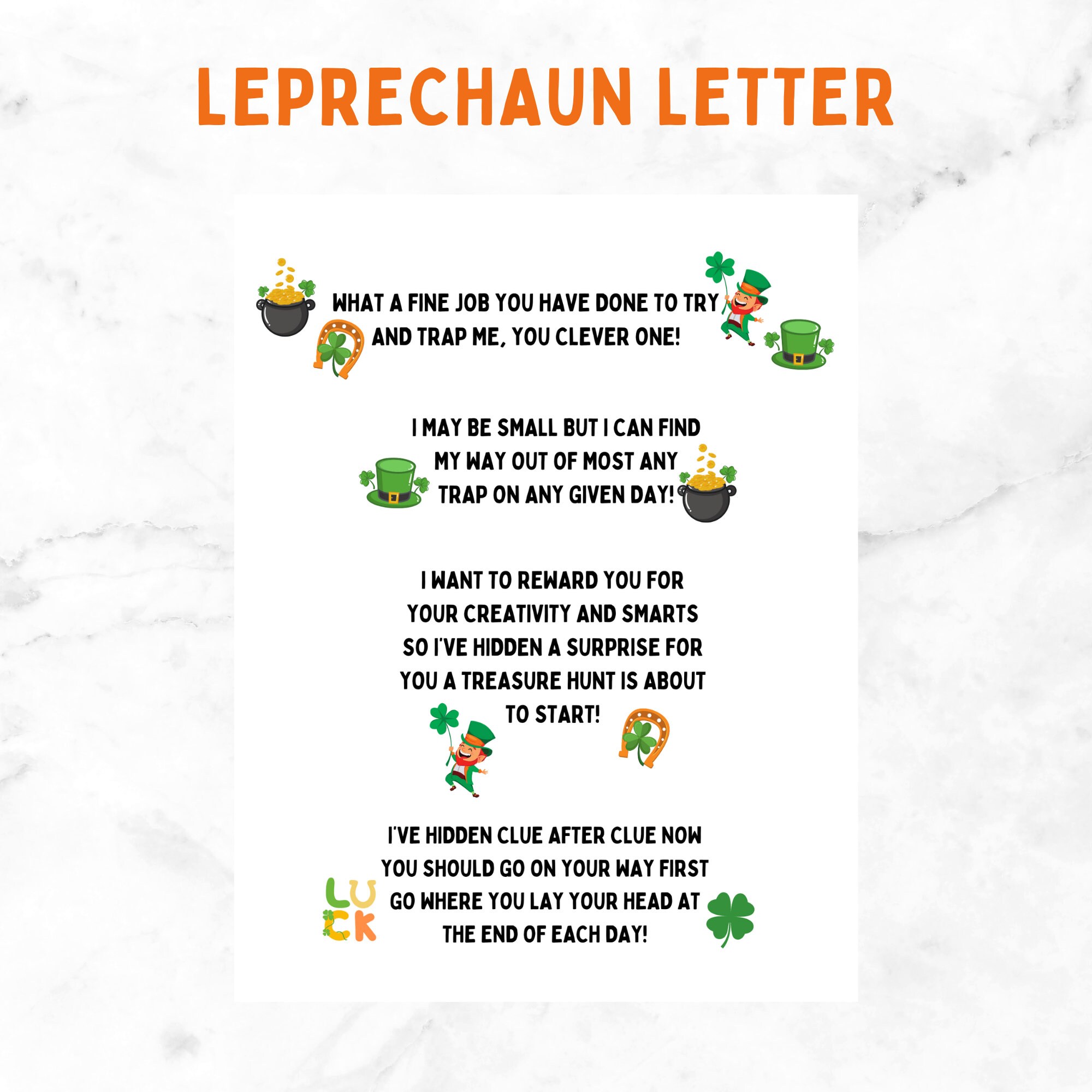 Leprechaun Treasure Hunt | Leprechaun Letter | St Patricks Day Treasure ...