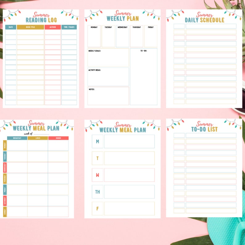 Summer 2024 Planner Bundle Printable Editable | Summer Calendar ...