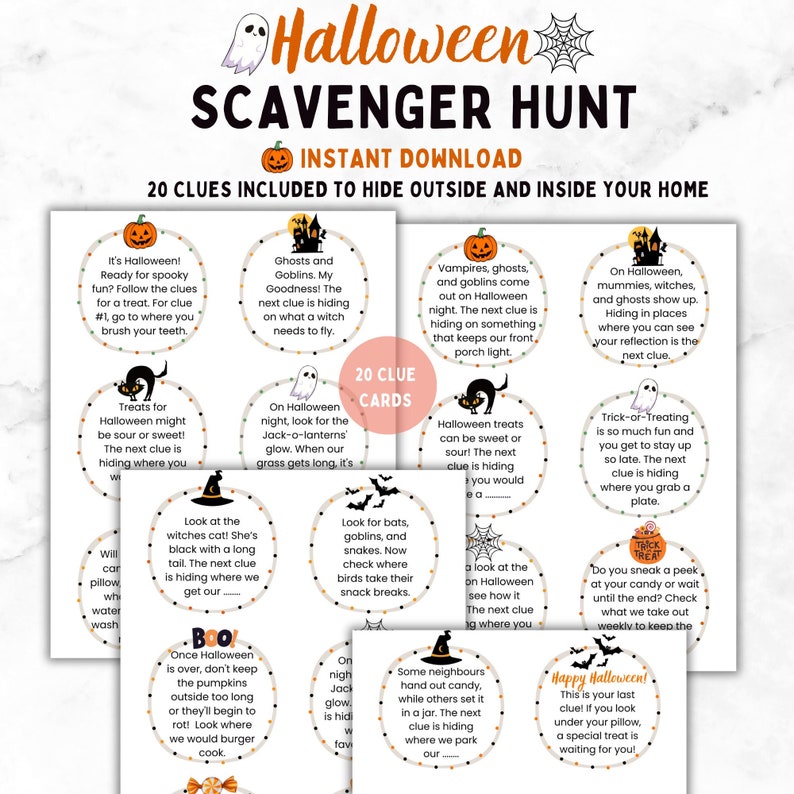 Halloween Scavenger Hunt for Kids: Indoor & Outdoor Clues (printable ...