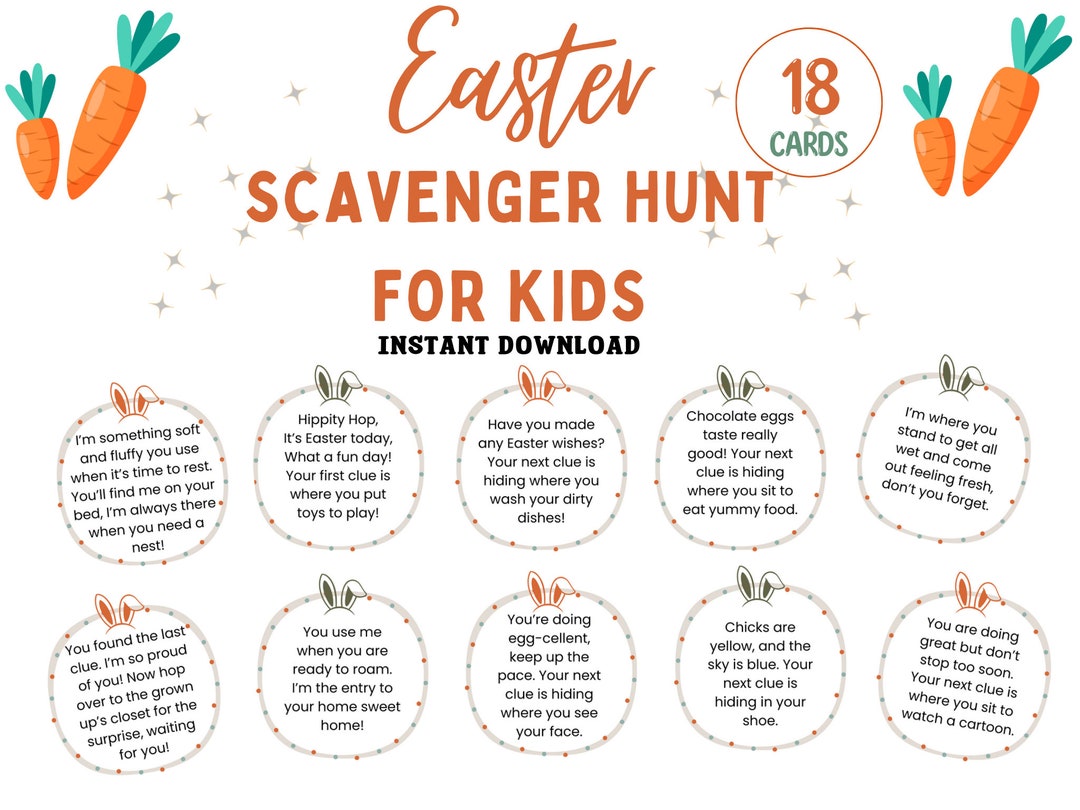 Easter Scavenger Hunt | Indoor Treasure Hunt | Kids Scavenger Hunt ...
