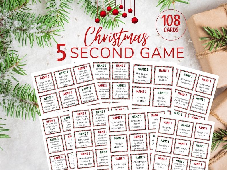 Christmas 5 Second Game | Printable Christmas Game | Christmas Party ...