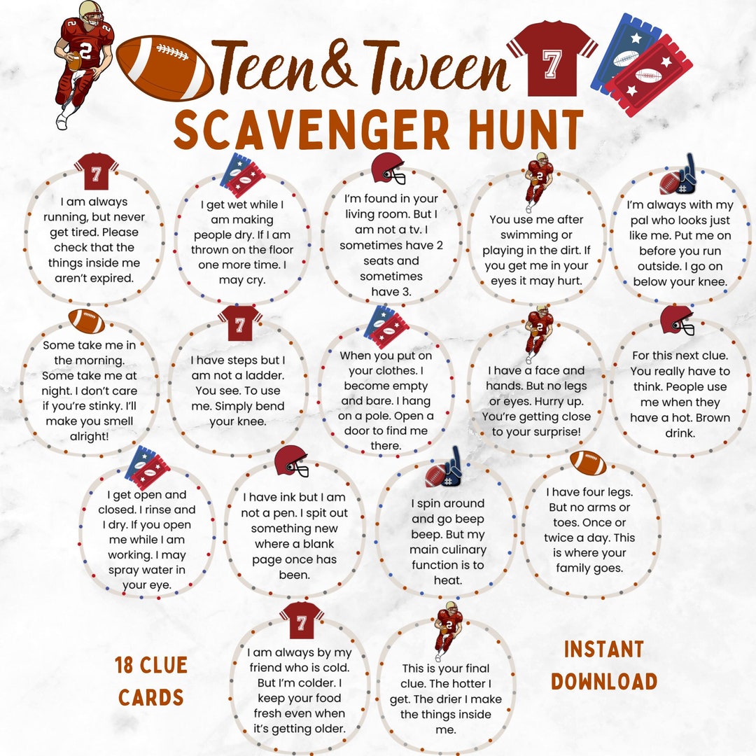 Indoor Teen Scavenger Hunt | Teen and Tween Treasure Hunt | Scavenger ...