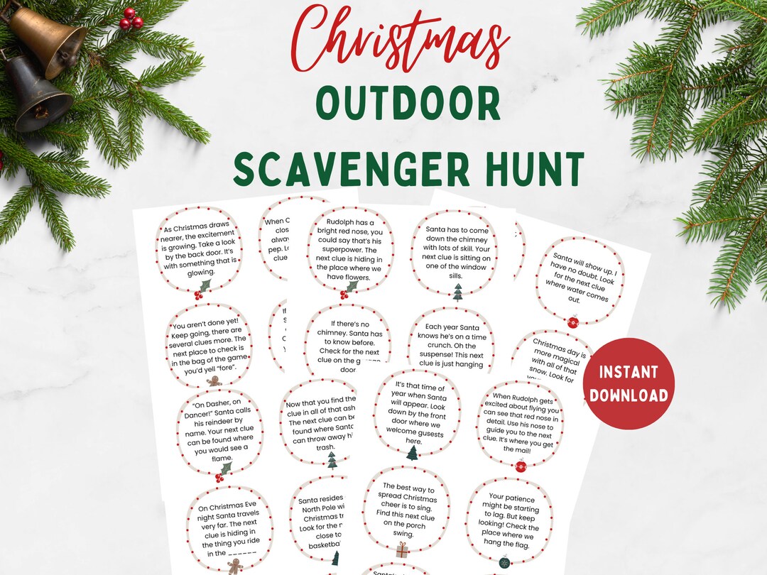 Outdoor Christmas Scavenger Hunt Riddles (printable PDF) - Etsy
