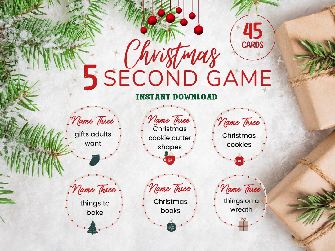 Christmas 5 Second Game | Printable Christmas Game | Christmas Party ...