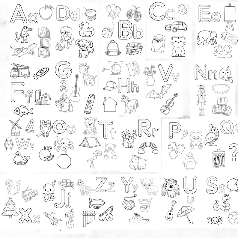 Printable Alphabet Coloring Pages: Preschool Learning Activity (digital ...
