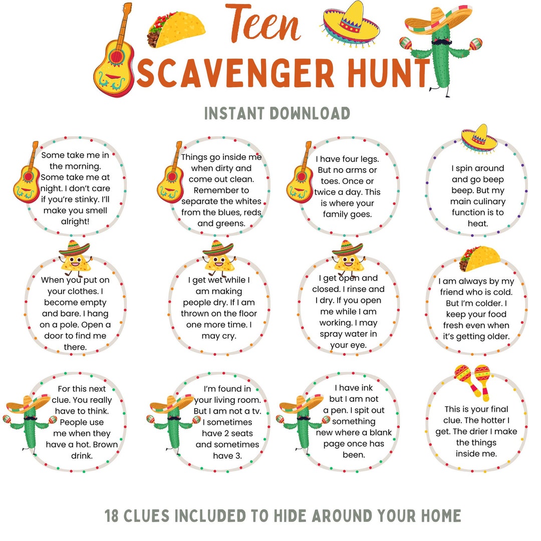 Indoor Teen Scavenger Hunt | Teen and Tween Treasure Hunt | Scavenger ...
