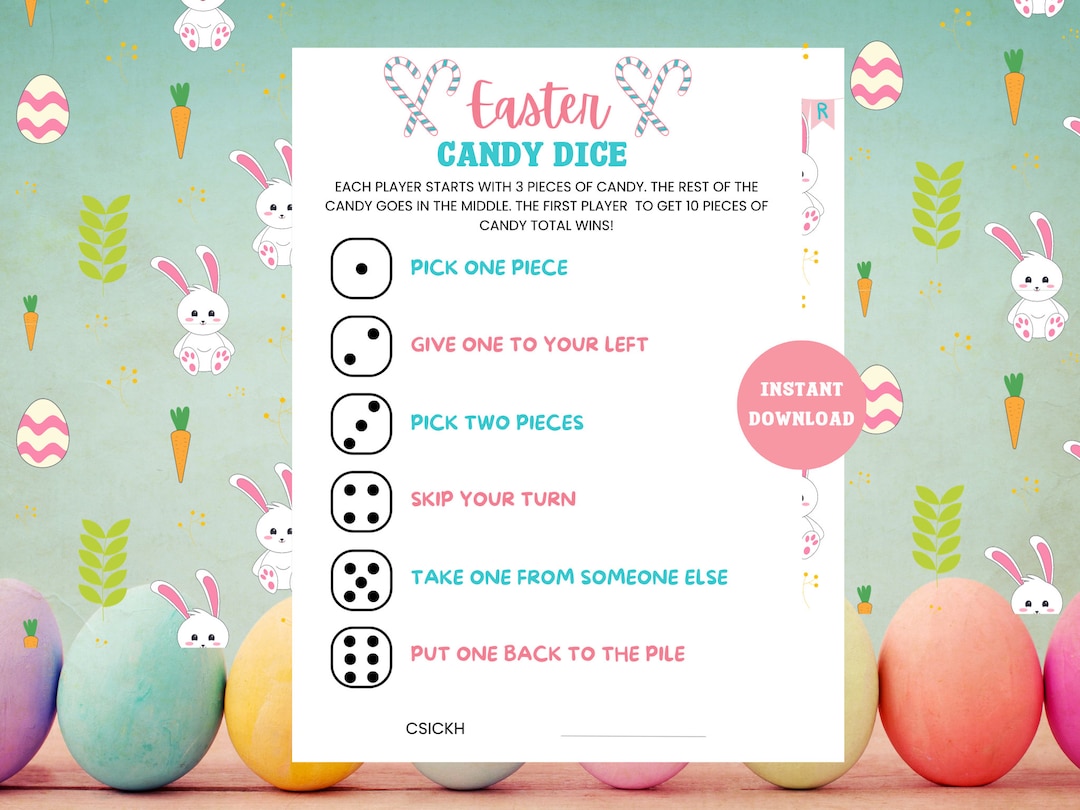 Easter Candy Dice Game | Printable Easter Game | Easter Activity for ...