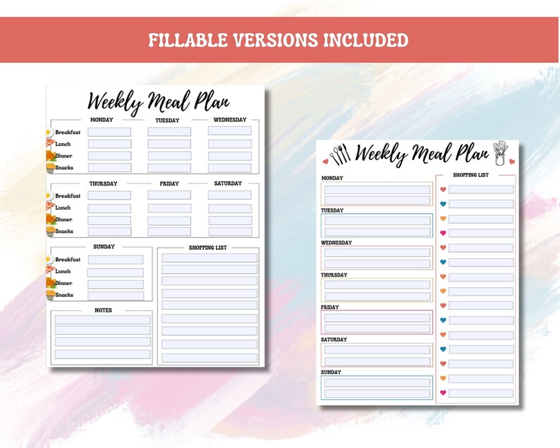 Weekly Meal Planner Food Planner Printable Meal Planner Food Diary Meal ...