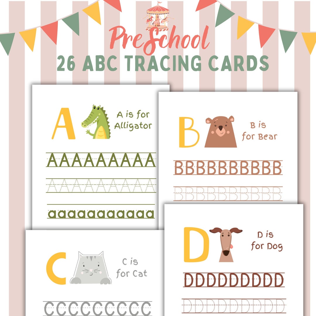 Preschool Learning Letters | 26 ABC Letters Tracing Cards | Preschool ...