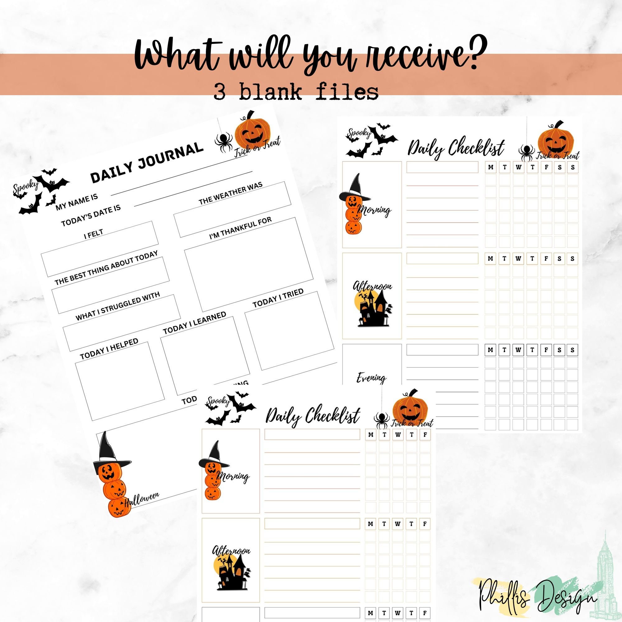 Halloween Kids Daily Journal Printable: Checklist Planner (digital ...