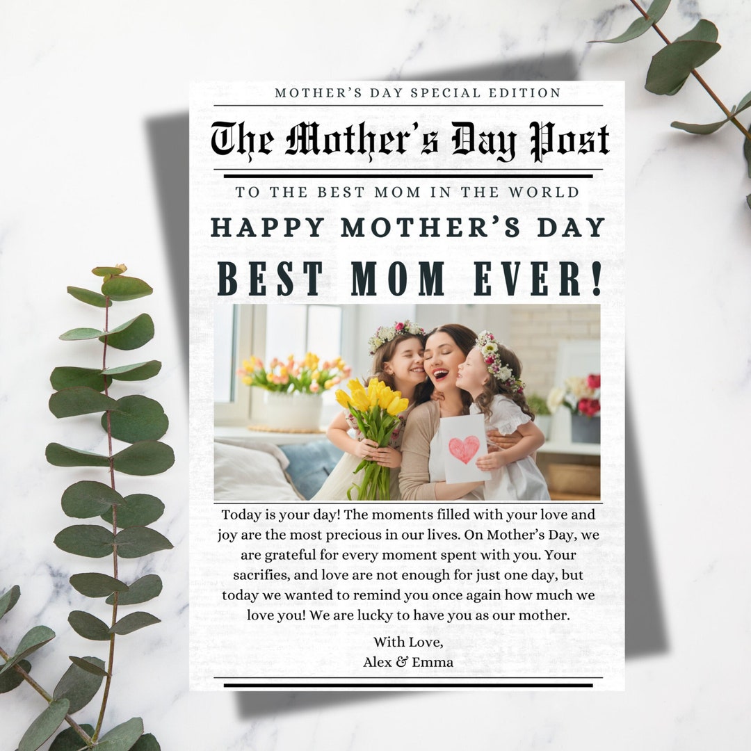 Personalized Mother's Day Newspaper Gift: Canva Template (digital) - Etsy