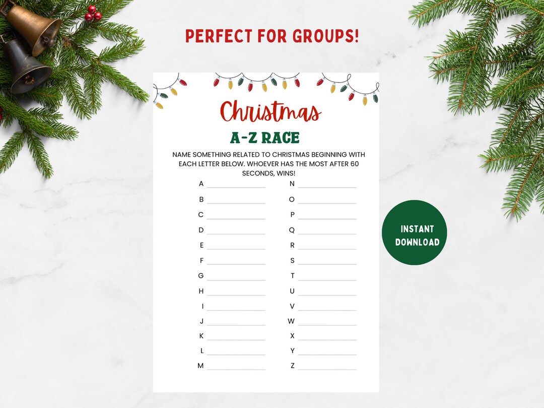 Christmas A-Z Race Game: Printable Family Activity (A4) (digital ...