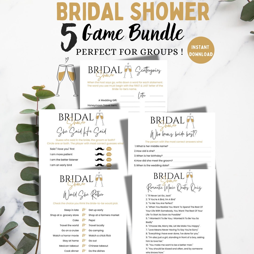 Bridal Shower Game Bundle: 5 Printable Activities (digital PDF) - Etsy