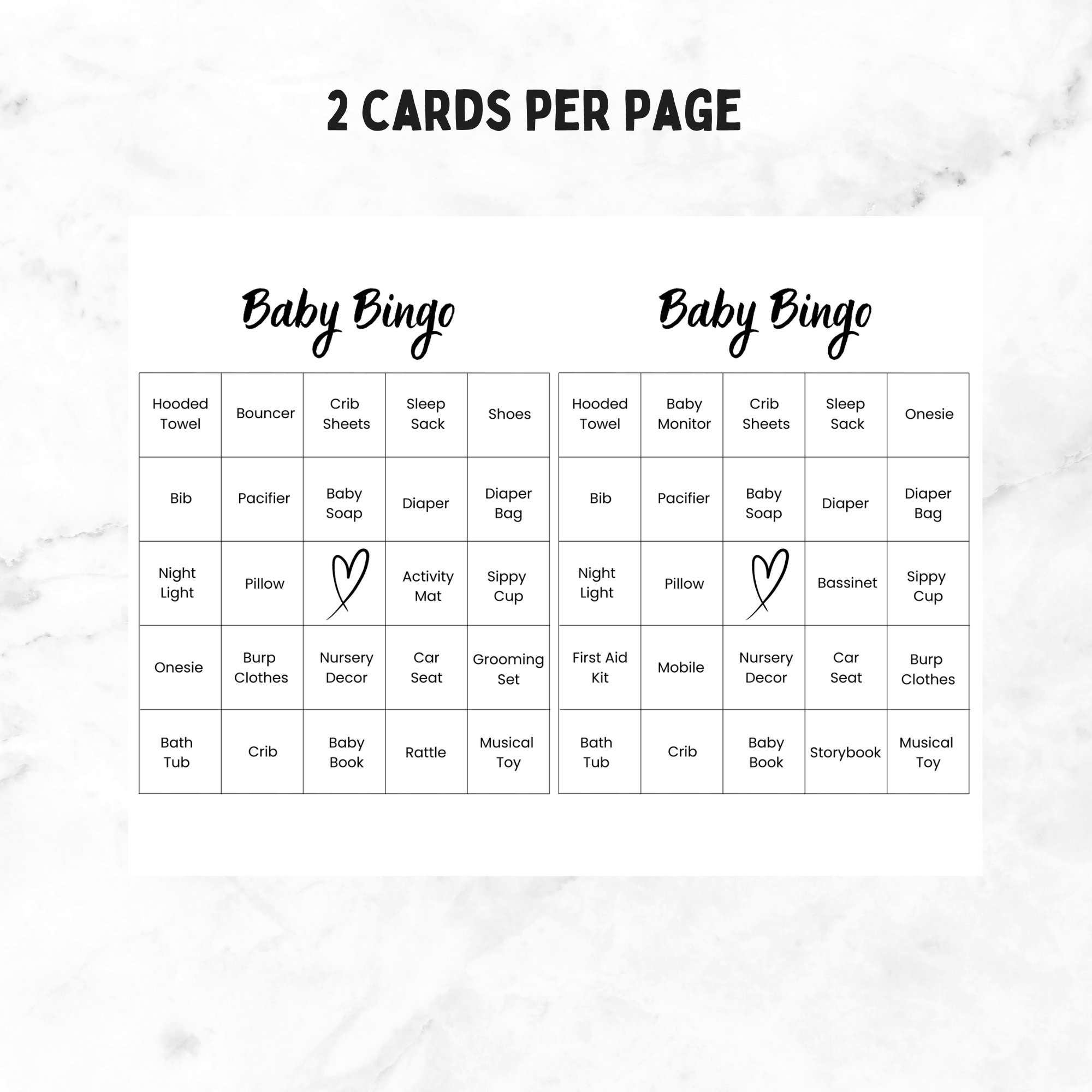 60 Baby Shower Bingo Cards | Unique Prefilled Baby Bingo Game Cards ...