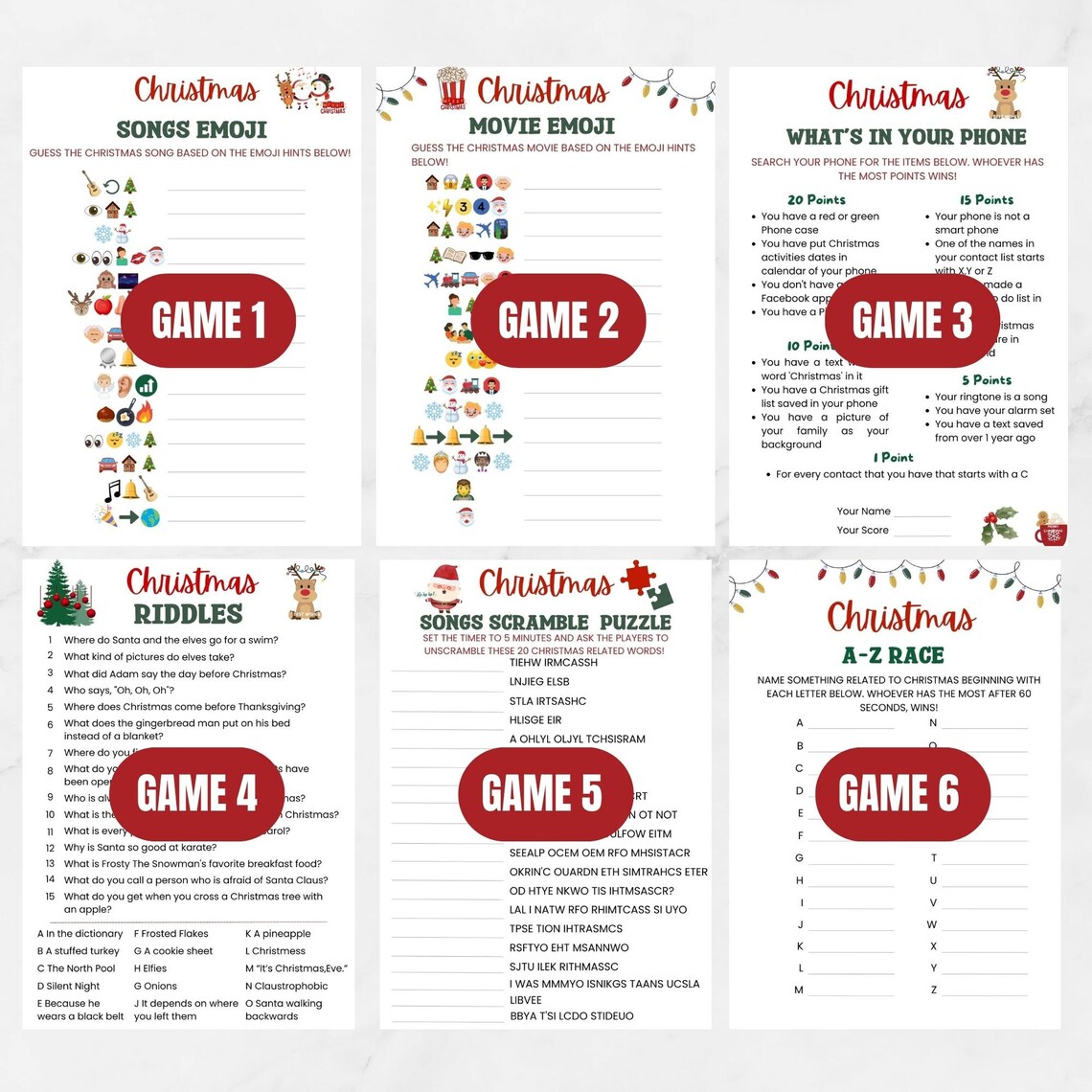 Christmas Party Game Bundle: 12 Printable Games (instant Download) - Etsy